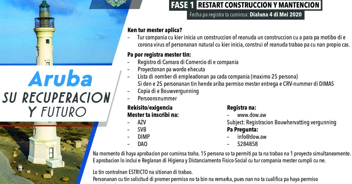 Registracion Bouwhervatting Vergunning DOW | Dienst Openbare Werken Aruba