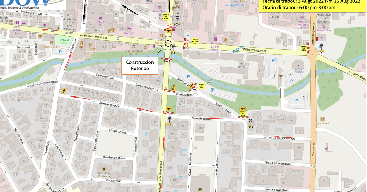 Construccion di overrijdbaar rotonde | Dienst Openbare Werken Aruba